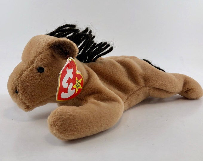 Vintage 1995 TY Beanie Babies Collection Derby the Horse No Star Coarse ...