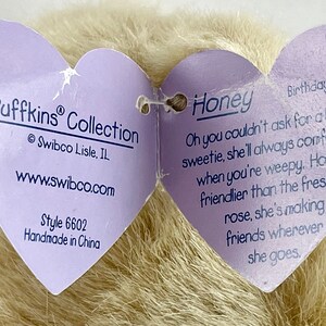 Vintage Copyright 1994 MJC - Swibco Puffkins - Honey the Bear Plush ...