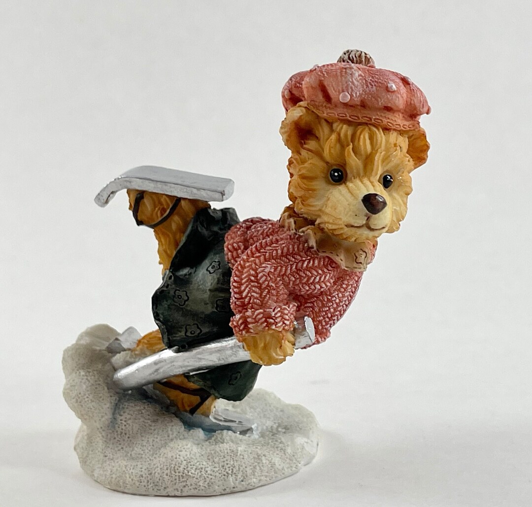 Vintage 1990s Don Mechanic Enterprises - Hand Painted Resin Bear Skier ...