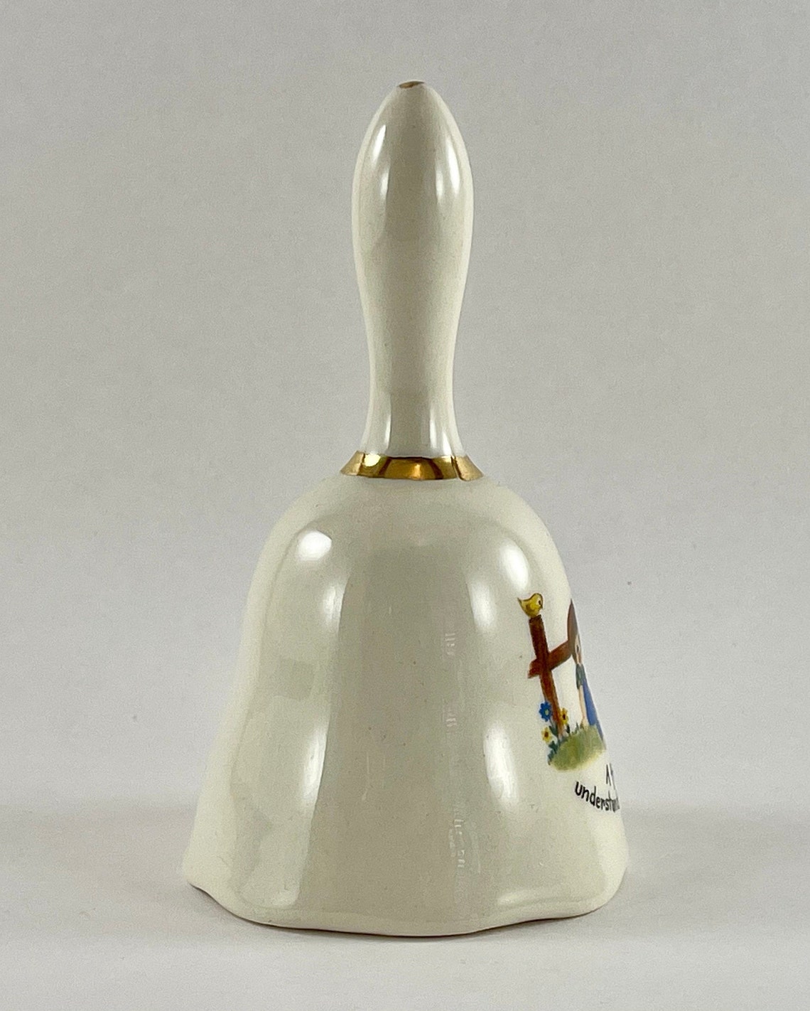 Vintage 1980s Hand Held Ceramic Bell With Gold Gild - "a Friend ...