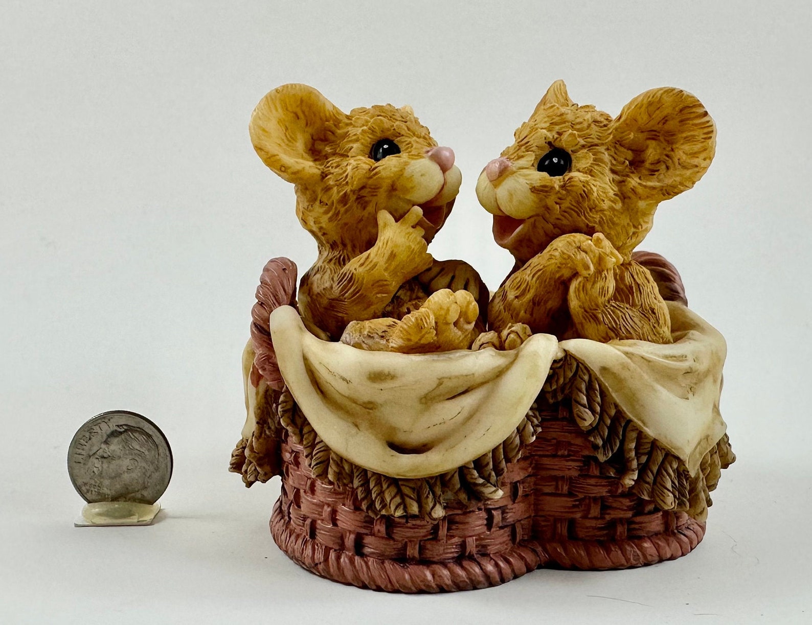 Vintage 1990s Hand Painted Mice Sitting in A Pink Heart Shaped - Etsy