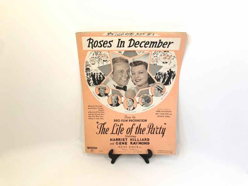 Vintage Sheet Music Roses in December From the 1935 Film the Life of ...