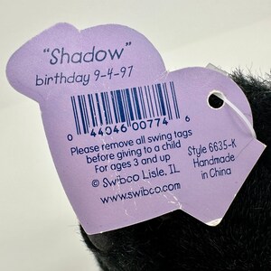 Vintage Copyright 1994 MJC Swibco Puffkins Shadow the Black Cat Plush ...