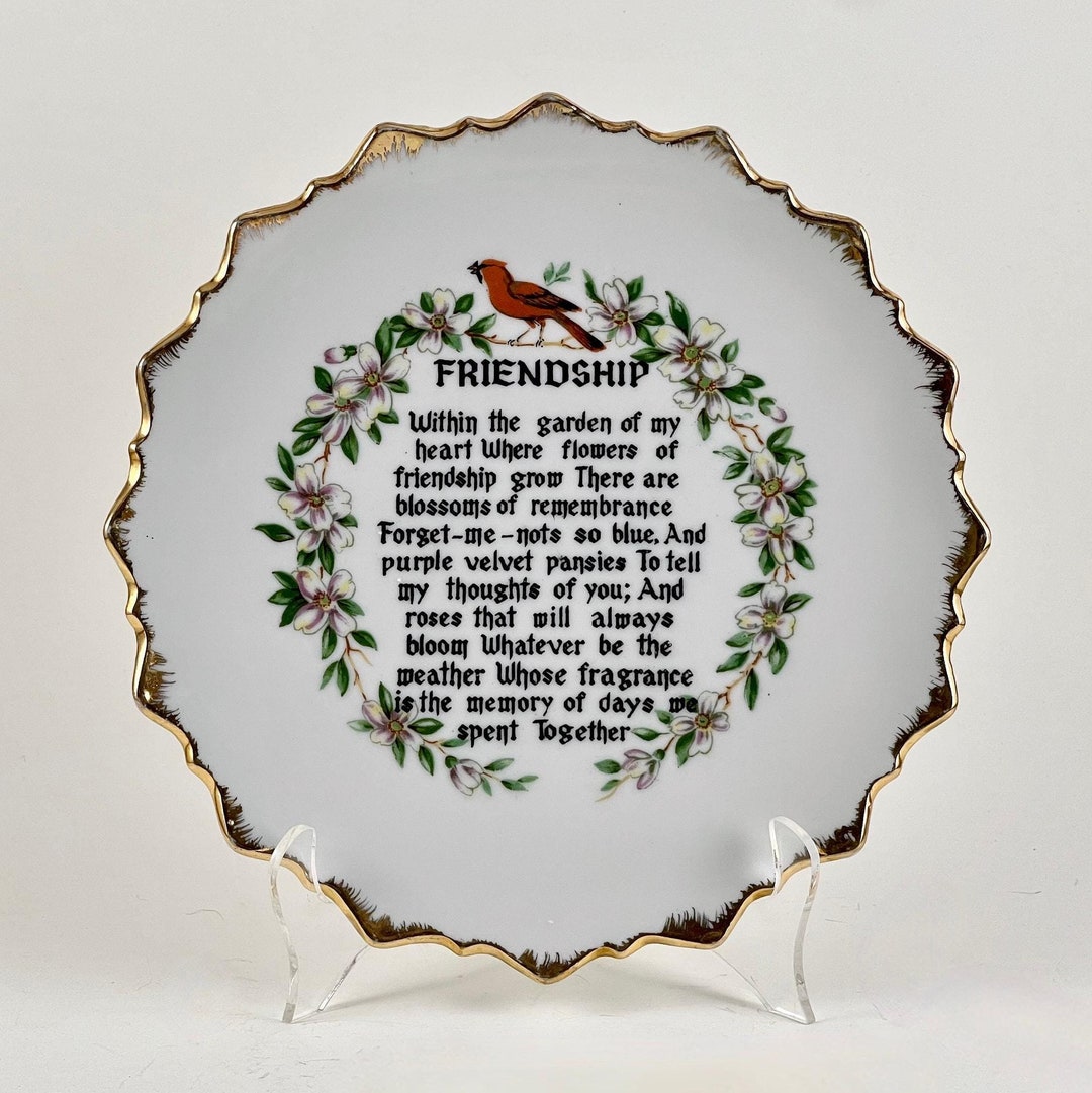 Vintage 1950s Friendship Poem With Red Bird Sunburst Style W/gold Gild ...