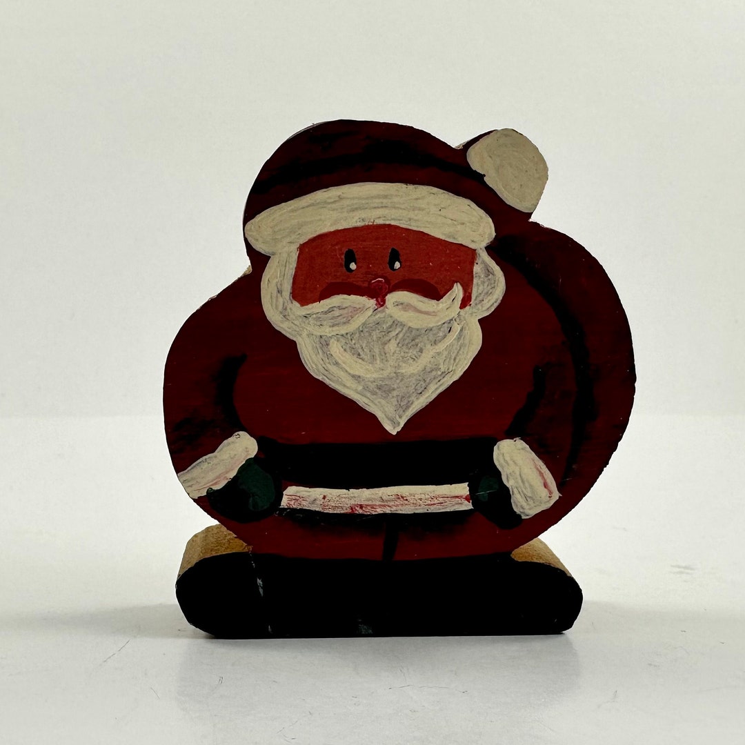 Vintage Handmade Wooden Hand Painted Santa Claus Decoration - Etsy