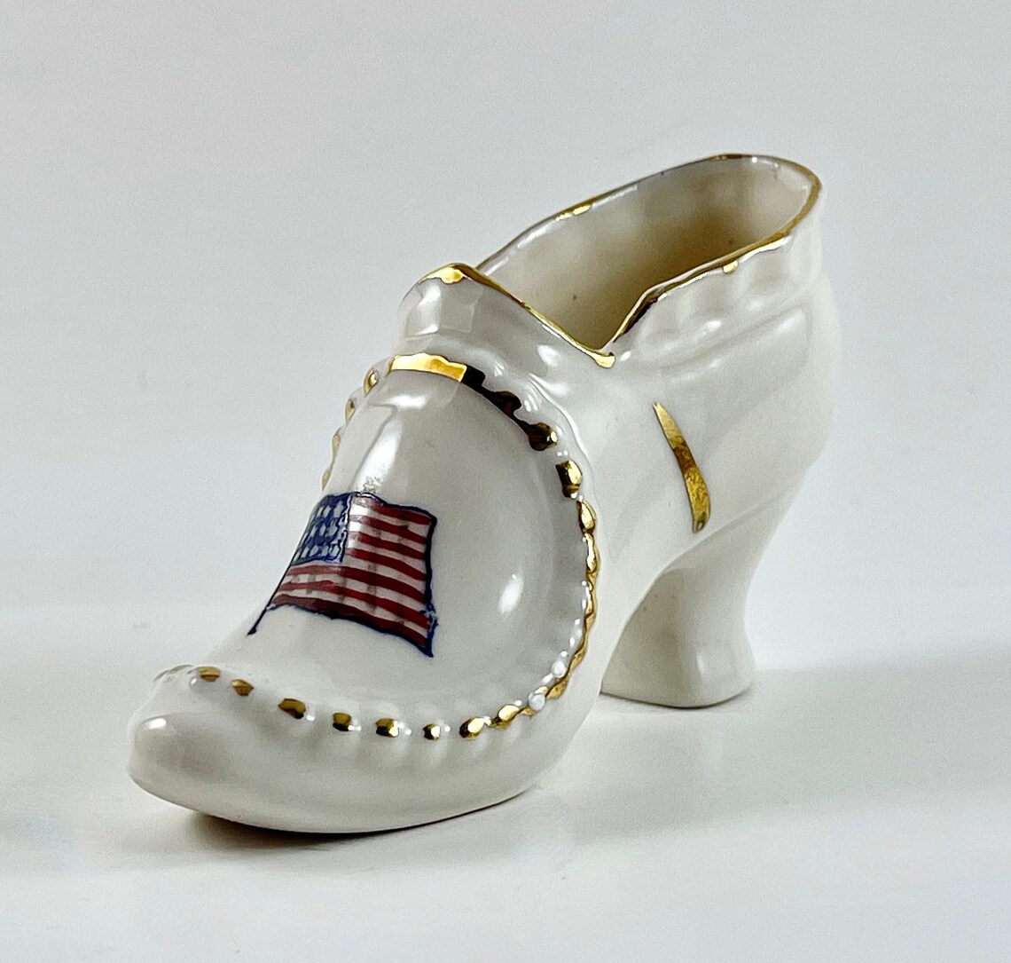 Vintage Miniature Hand Painted American Flag on Porcelain High Heel ...