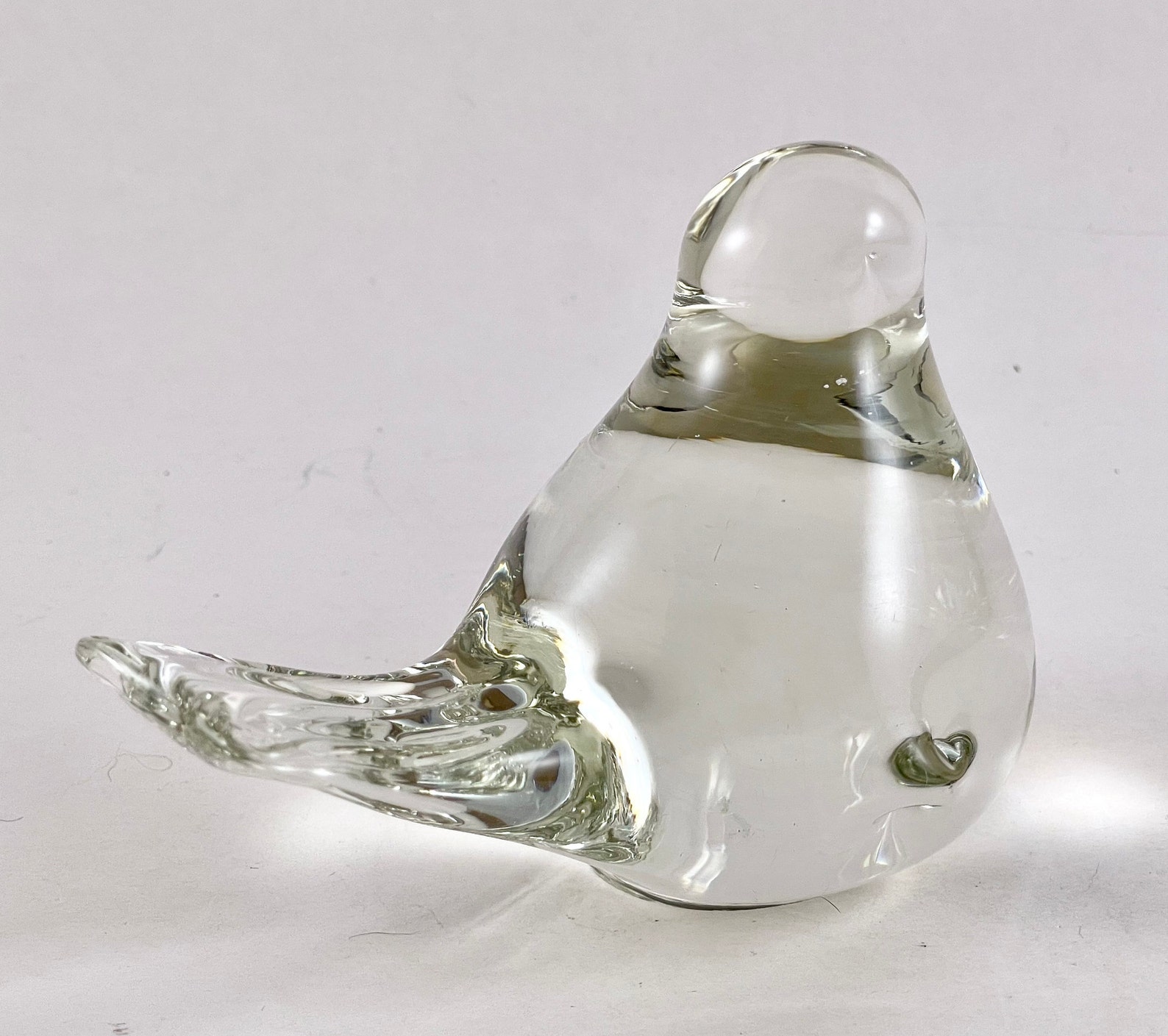 Vintage 1980s Solid Glass Bird W/yellow Tint Paperweight - Etsy