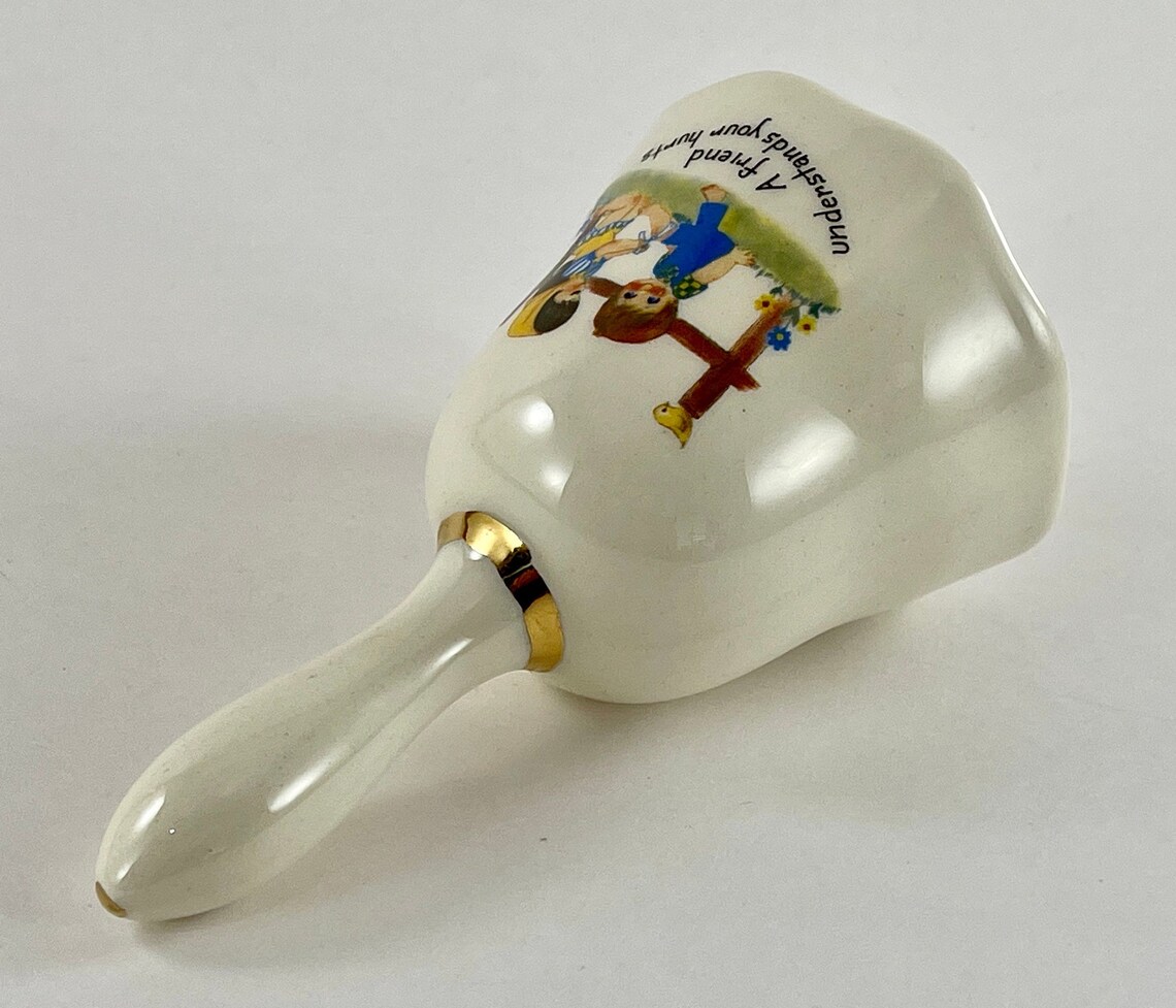 Vintage 1980s Hand Held Ceramic Bell With Gold Gild - "a Friend ...