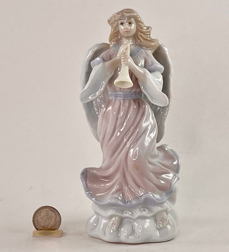 Vintage 1990s Elegant Porcelain Inspirational Angel Figurine Blowing ...