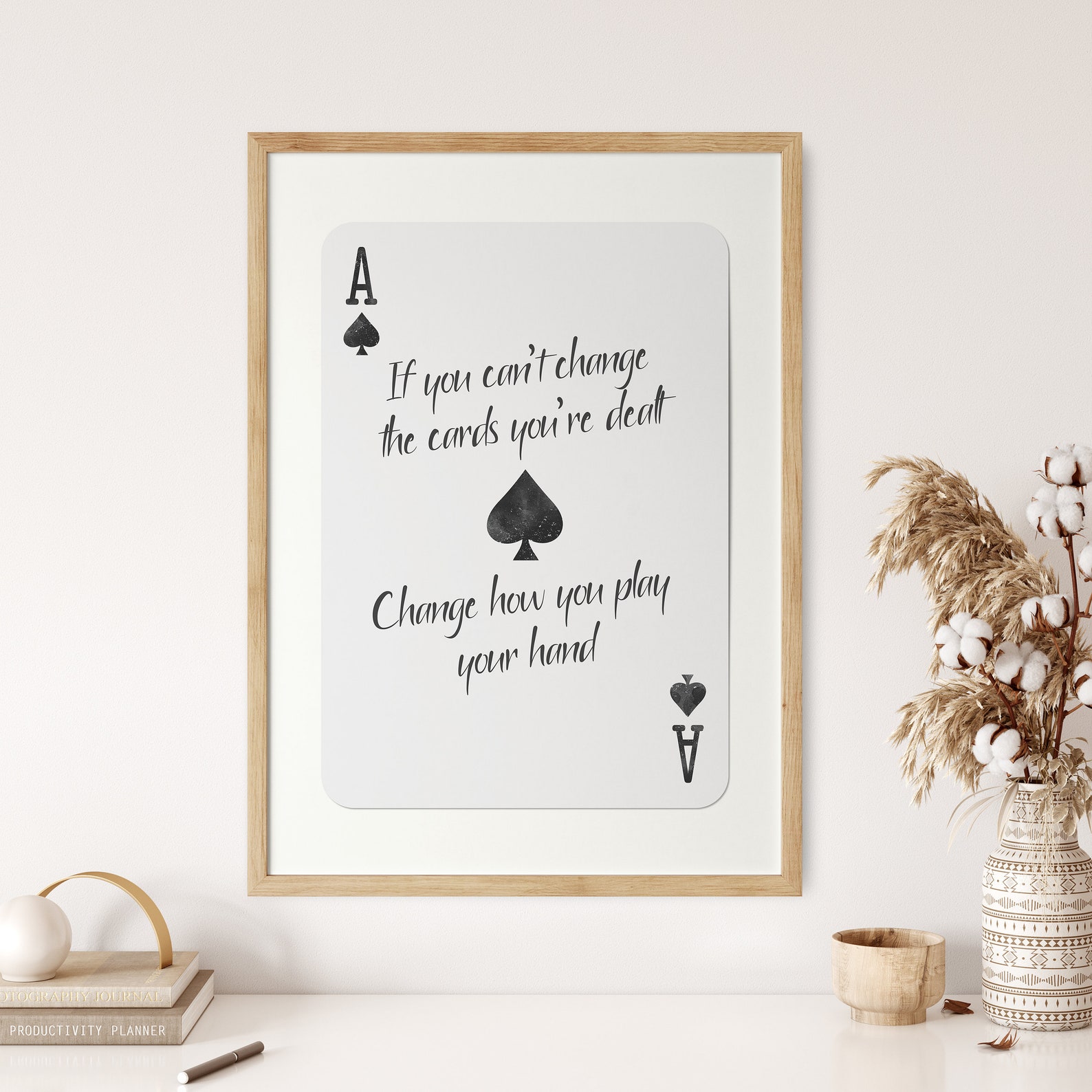 Ace Playing Card Wall Art, Trendy Retro Print, Black White Aesthetic ...