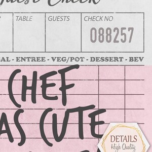 Guest Check Poster, Chef Was Cute Would Eat Here Again Print, Retro ...