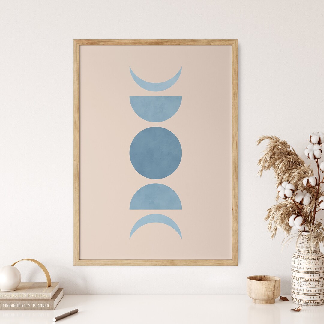 Moon Phases Wall Decor Mid Century Modern Artwork Boho Moon - Etsy