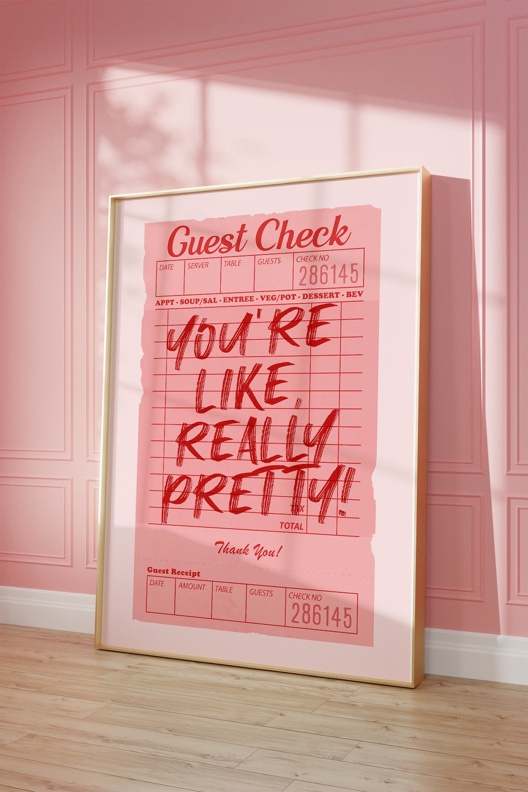 Guest Check Wall Art, You're Like Really Pretty Print, Retro Red Poster ...