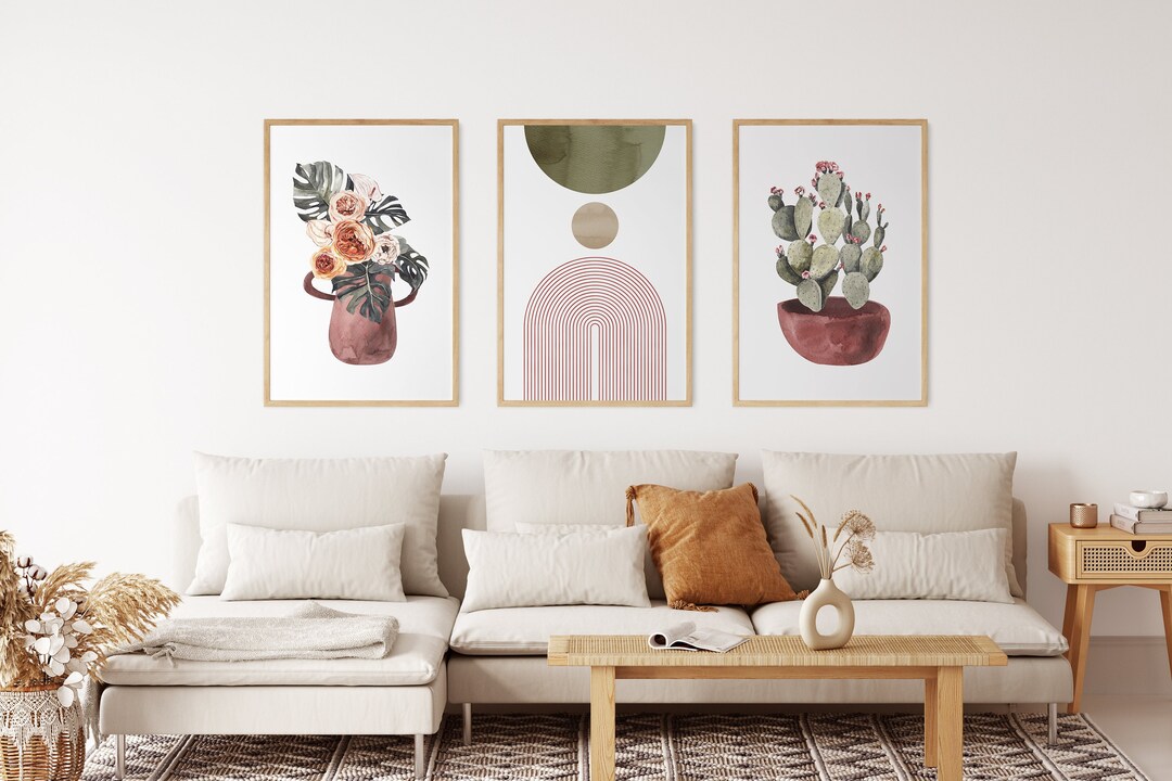 Boho Botanical Print Set of 3 Terracotta Wall Art Set of 3 - Etsy