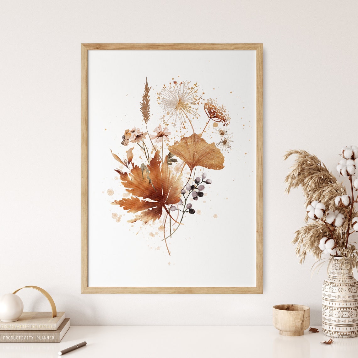 Watercolor Fall Flower Wall Decor Boho Botanical Print - Etsy