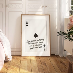 Ace of Spades Print, Trendy Playing Card Artwork, Motivational Quote ...