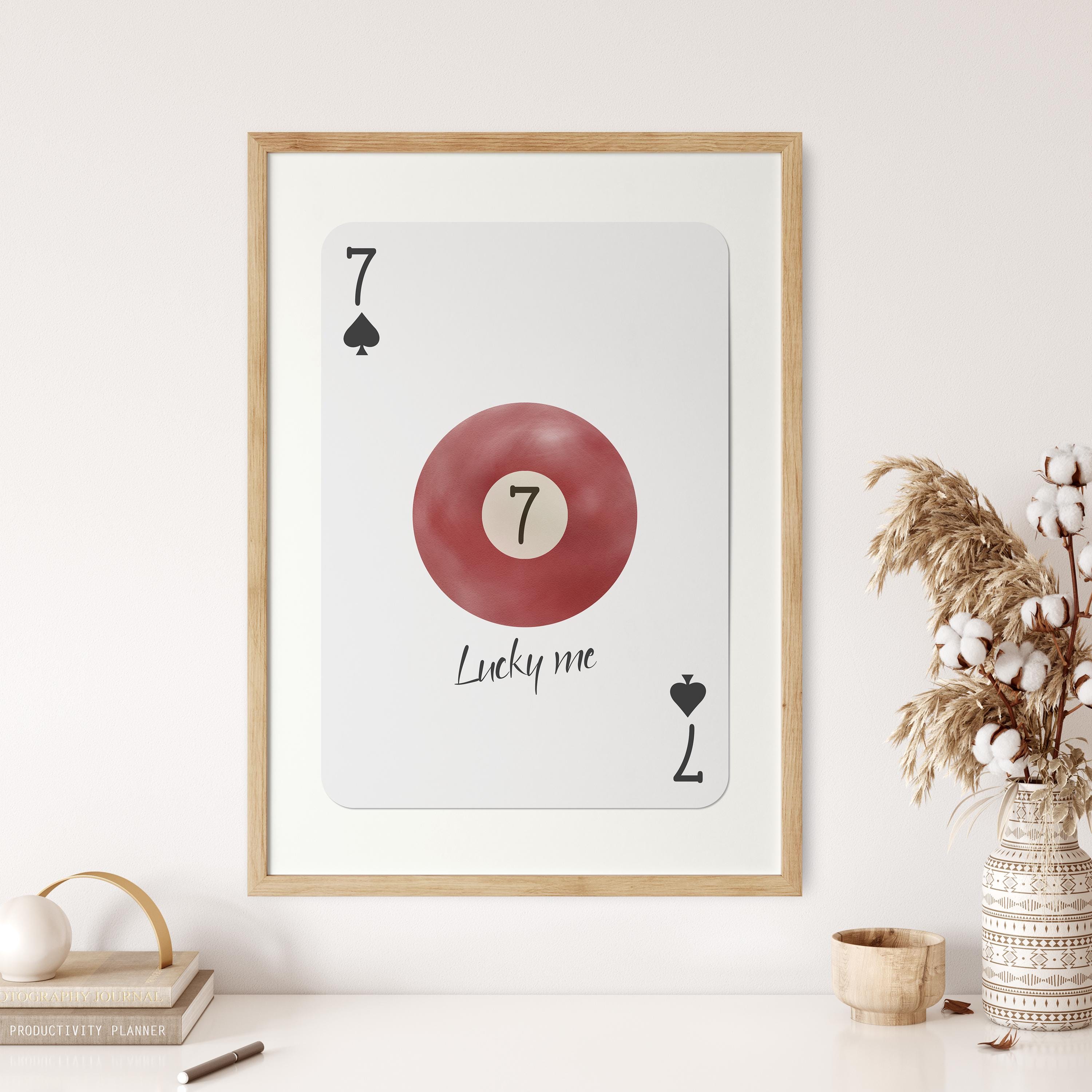 777 Angel Number Print, Lucky Pool Ball Wall Art, Playing Card Poster ...