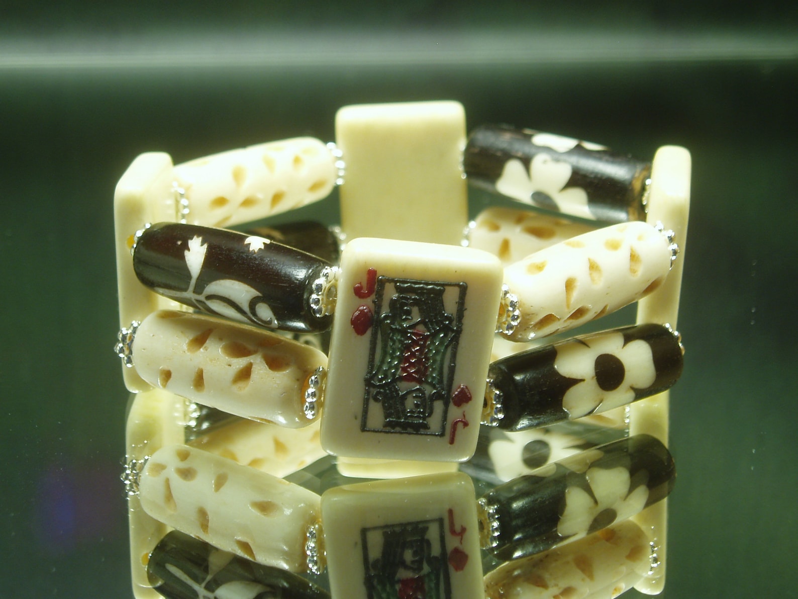Antique Bone Playing Card Bracelet: Beaded Bangle, Fun Jewelry - Etsy