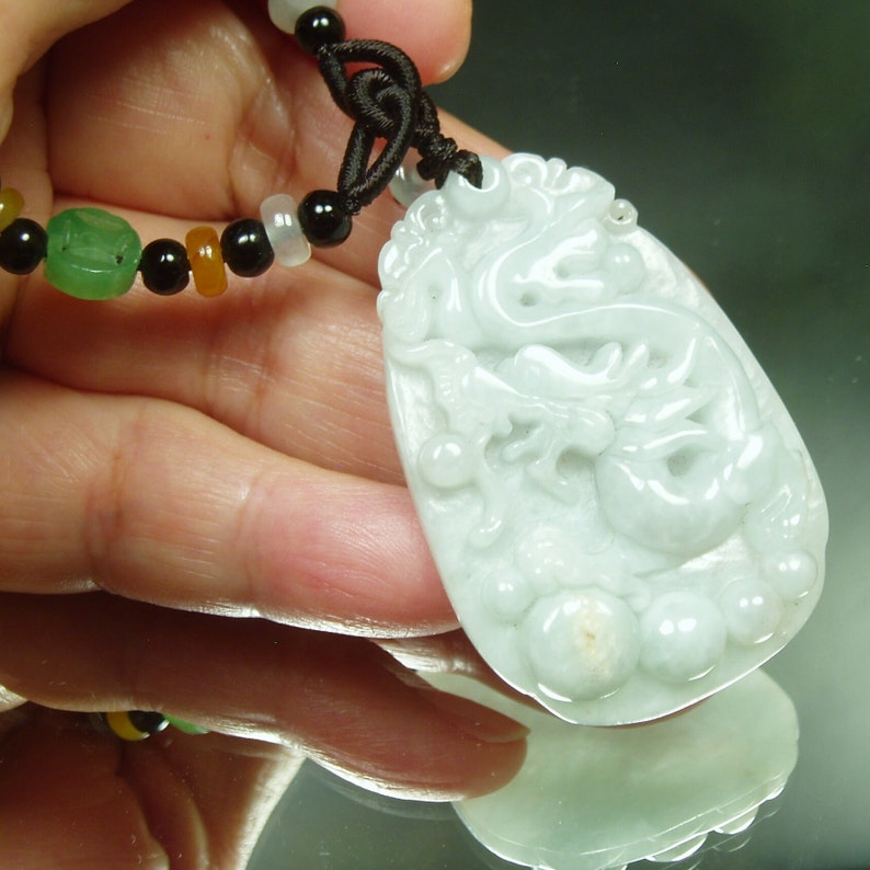 Dragon Pendant/ Carved Genuine Jadeite Jade Dragon/ Hand Knot Dragon ...