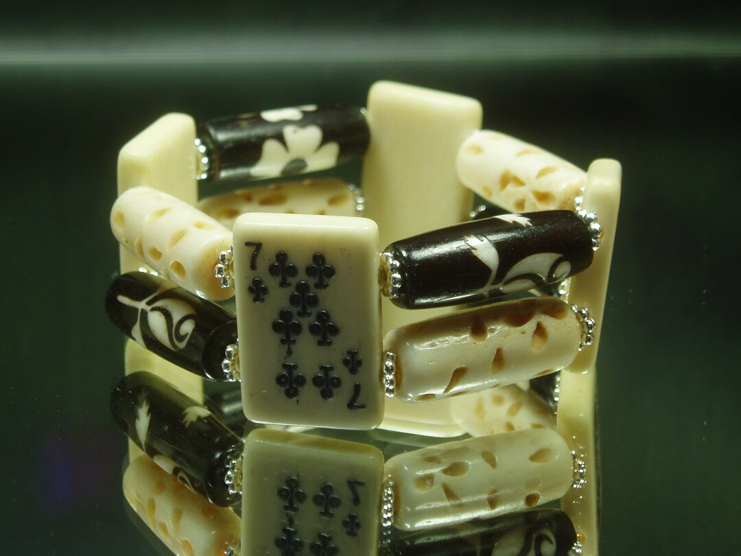 Bone Playing Cards Bracelet/ Antique Beef Bone Playing Card With ...