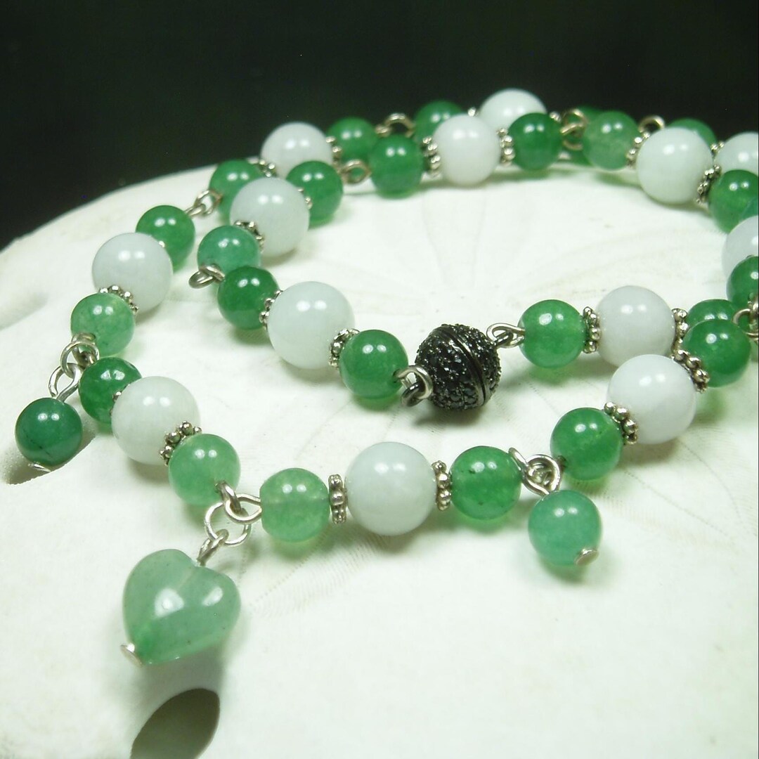 Jade Bracelet/ Jade Necklace/ Beaded Jade Bracelet and Necklace Two in ...