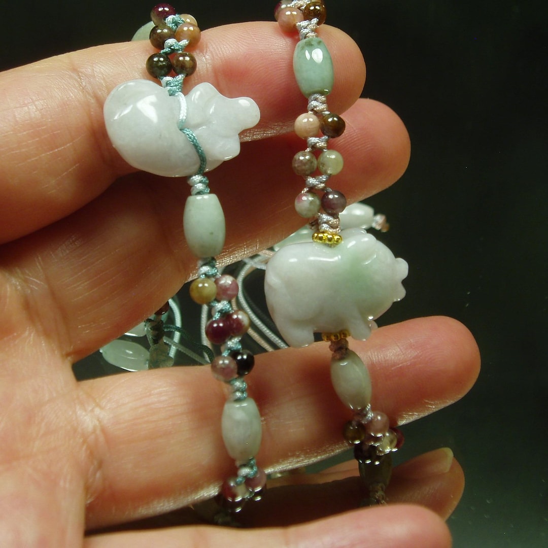 Ox Boar Bracelets/ Genuine Jadeite Jade Ox Boar Bangles/ Hand Knotted ...