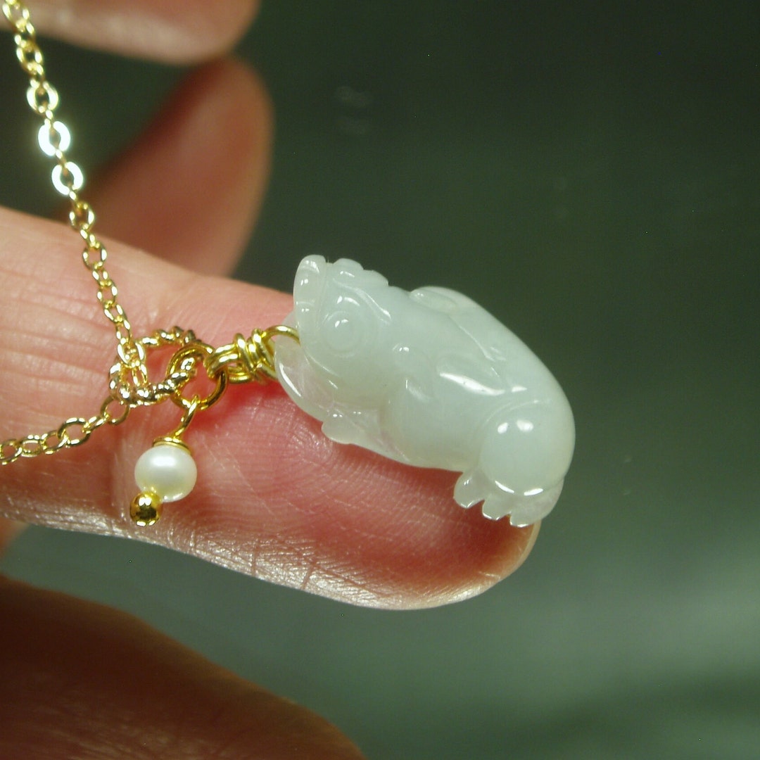 Money Toad Pendant/ Genuine Jadeite Jade Money Toad/ 16K Gold Filled ...