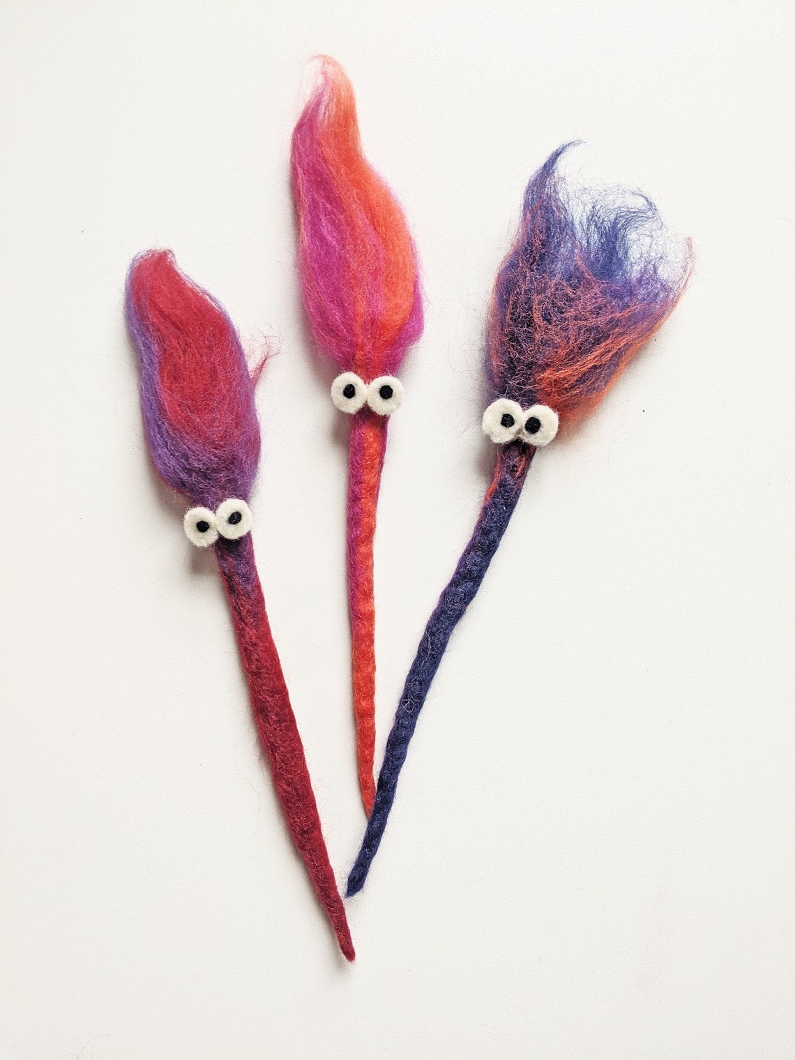 Hand Felted Book Worms, Set of Three Hand Felted Bookmarks, Felted Wool ...