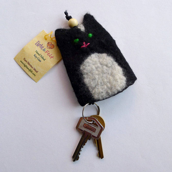 Black and White Cat Key Case, the Pet Parent Gift, Mini Cat Key Ring ...
