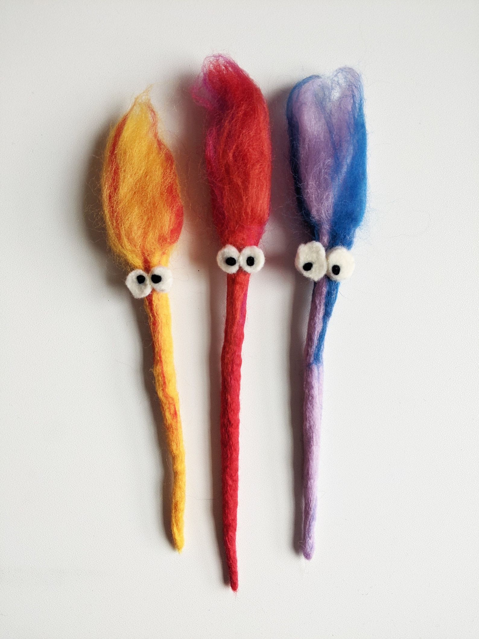 Hand Felted Book Worms, Set of Three Hand Felted Bookmarks, Felted Wool ...