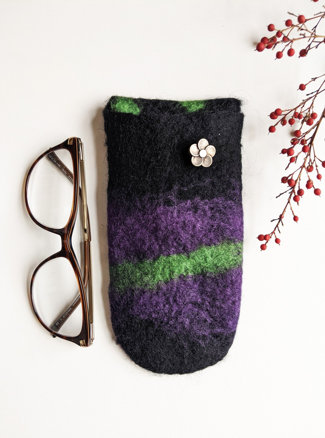 Wet Felted Sunglasses Case, Wool and Silk Pouch, Smart Phone Pouch ...