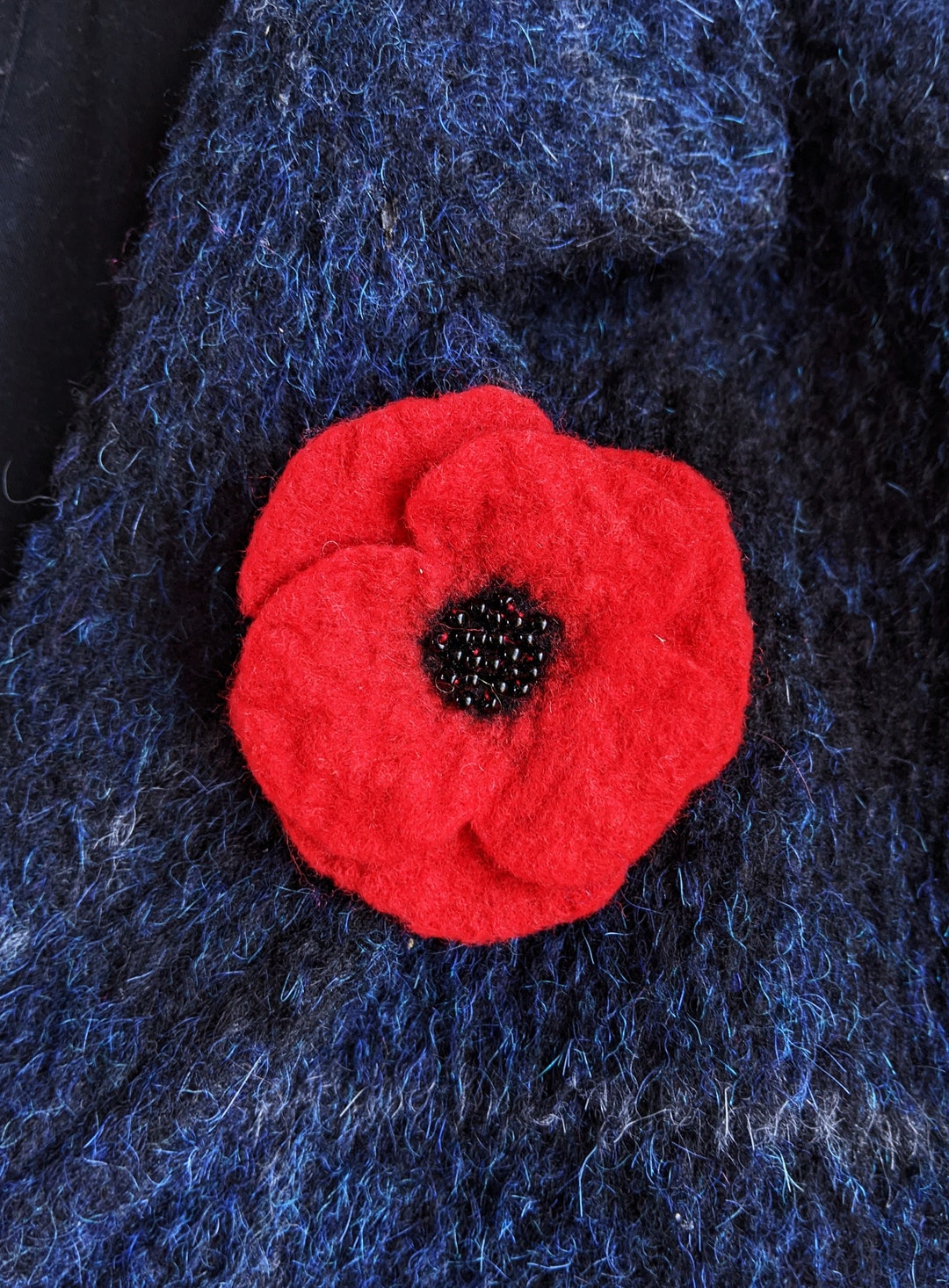 Wet Felted Poppy Brooch: Handmade Red Flower Lapel Pin - Etsy