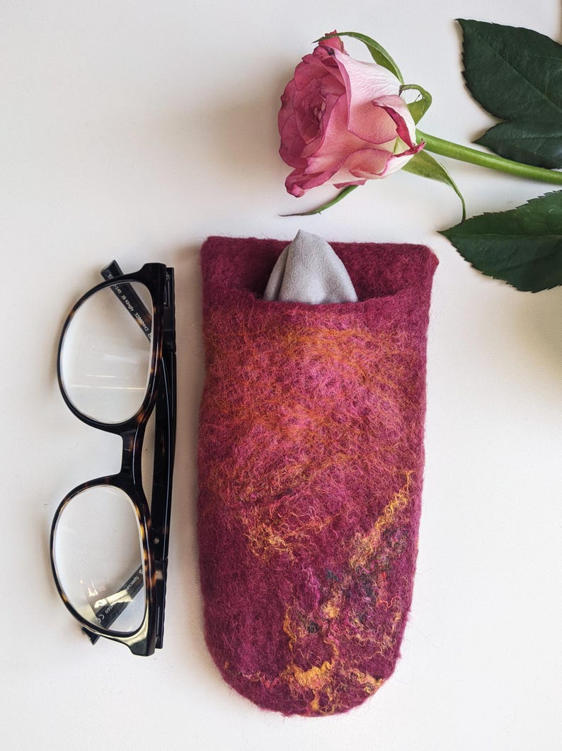 Seamless, Felted Spectacle Case, Wool and Silk Pouch, Gift for Crafter ...