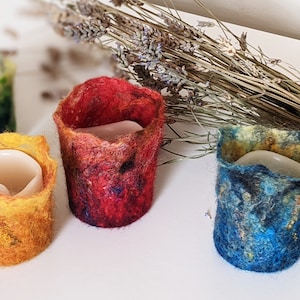 Wet Felted Flameless Candle Holder: Merino Wool Tea Lights - Etsy