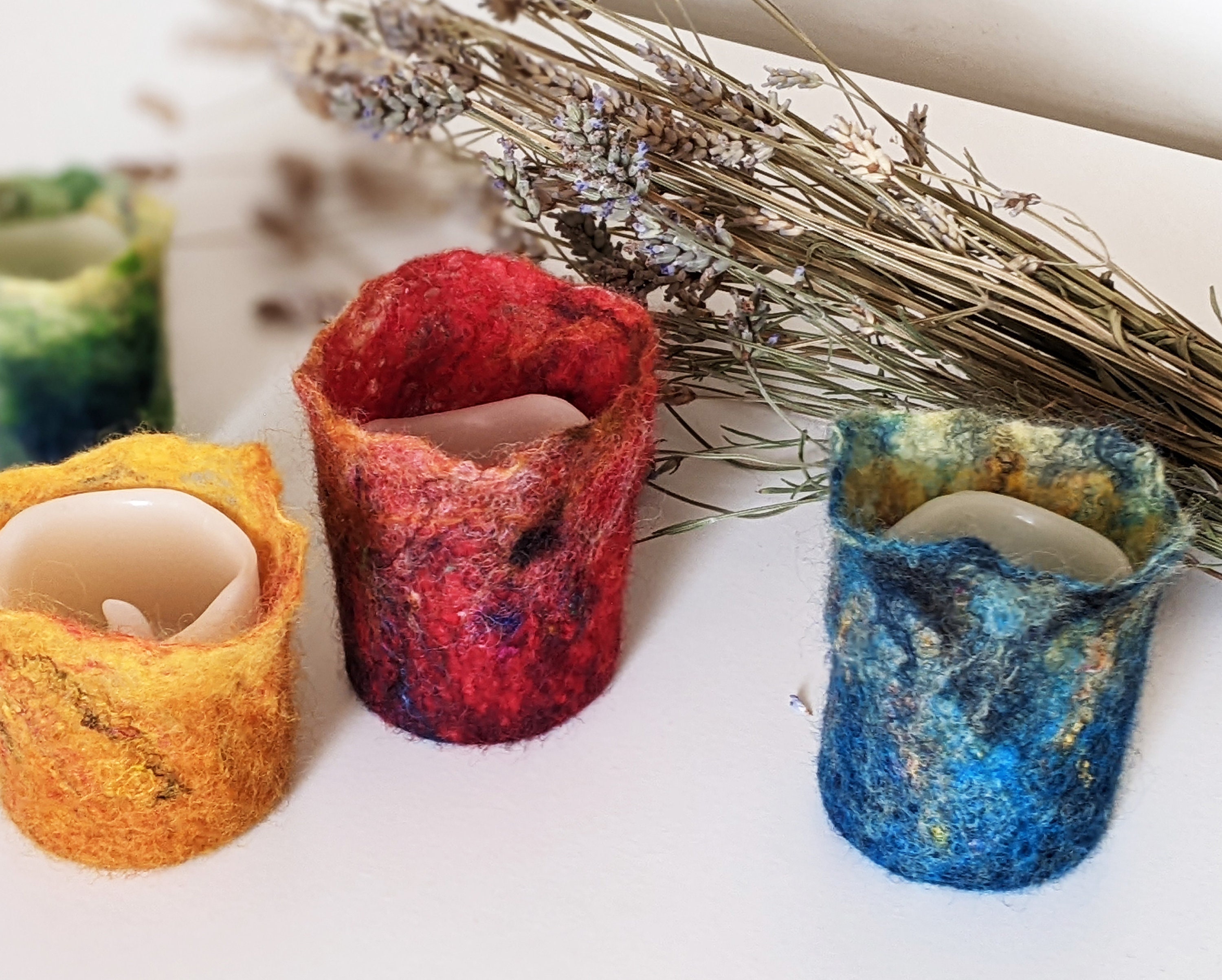 Wet Felted Flameless Candle Holder: Merino Wool Tea Lights - Etsy