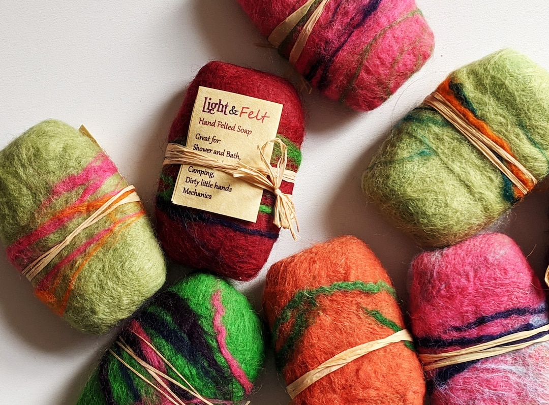 Handmade Felted Soap Bar: Exfoliating Wool Soap, Camping Gift - Etsy