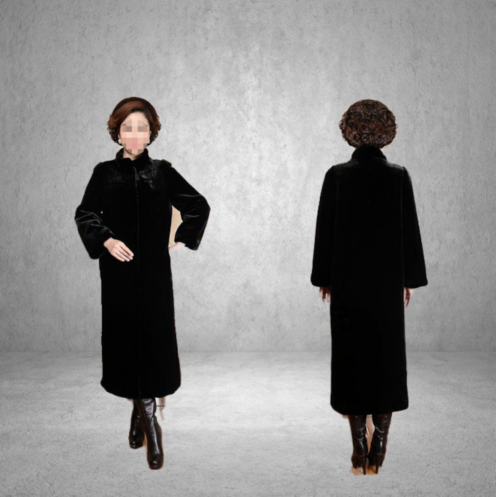 Faux Mink Fur Maxi Coat Black - Etsy