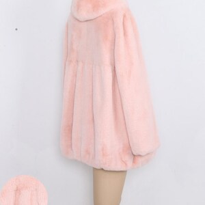 Faux Rabbit Fur Mid Length Coat Pink - Etsy
