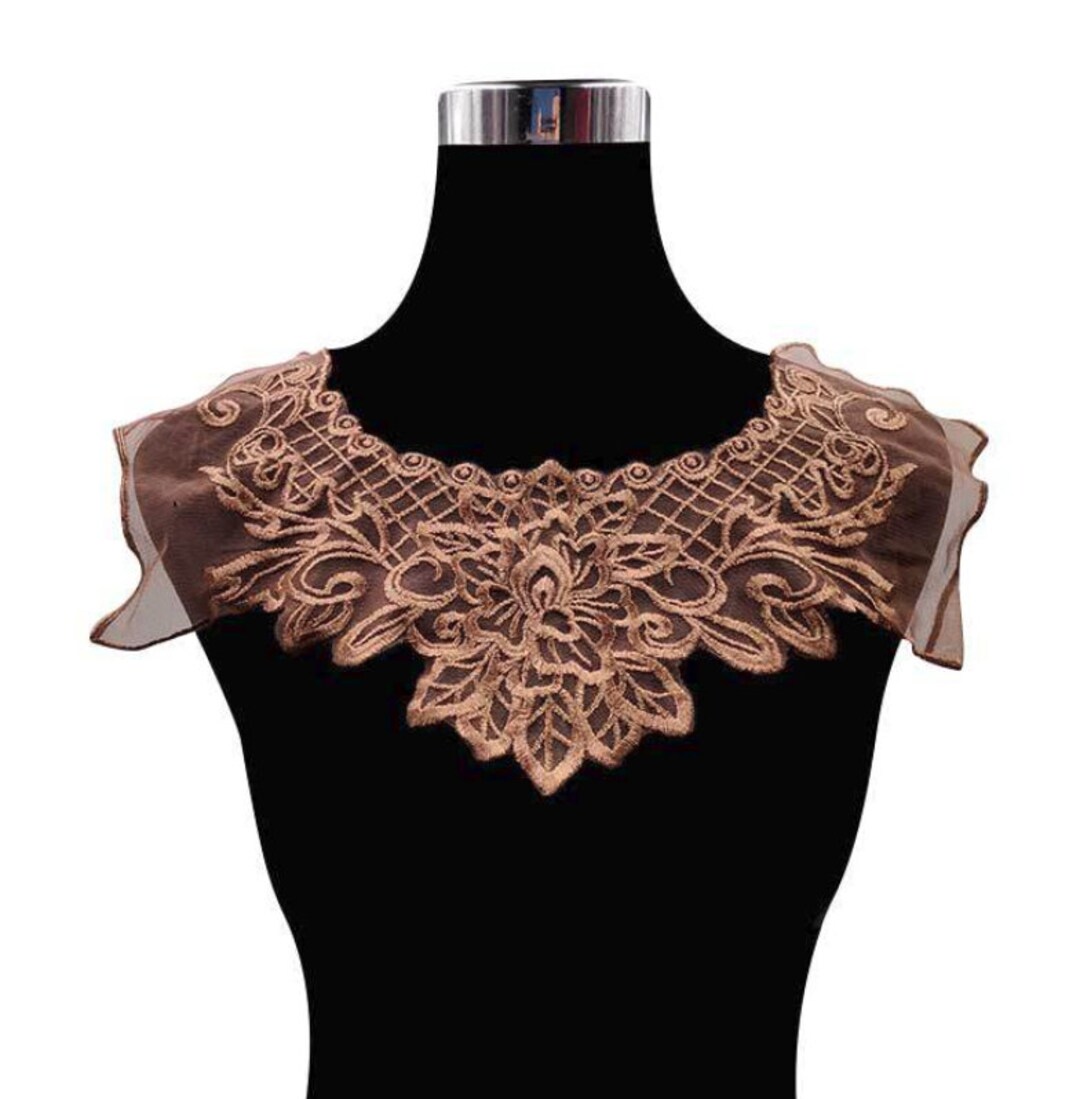 Lace Collar Applique, Floralr Patch, Embrodiered Aplique, Vintage Style ...