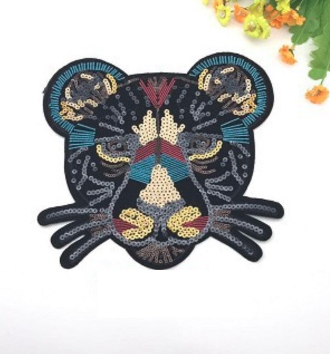 Sequined the Cheetah Patch Sew on Applique Sticker for Clothing Bling ...