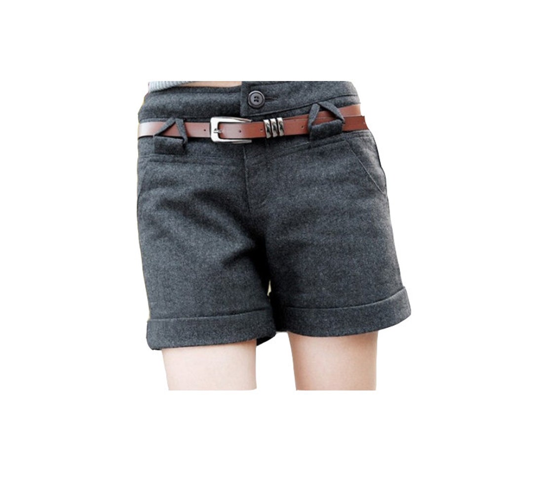 Fashion Wool Shorts Black or Gray - Etsy