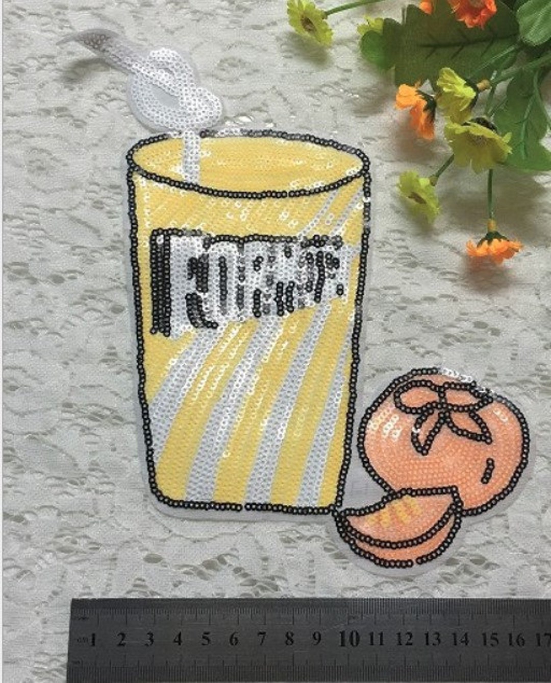 Sequined the Lemon Juice Patch Sew on Applique Sticker for Clothing ...