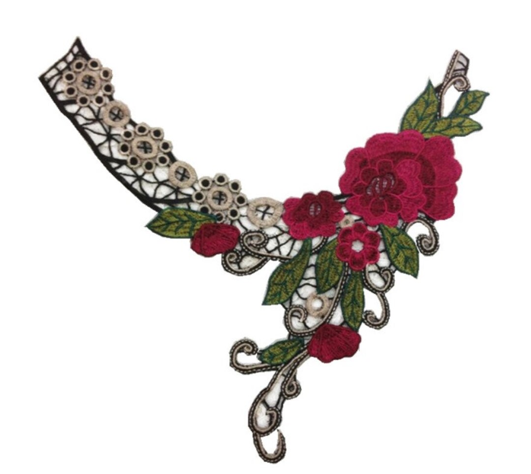 Lace Collar Applique Floral Applique Embrodiered Aplique - Etsy