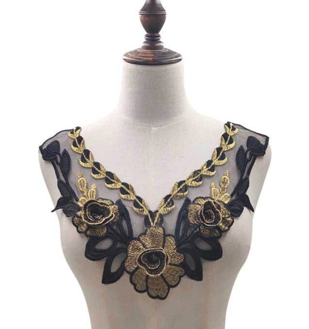 Lace Collar Applique, Floral Applique, Embrodiered Aplique, Bridal ...