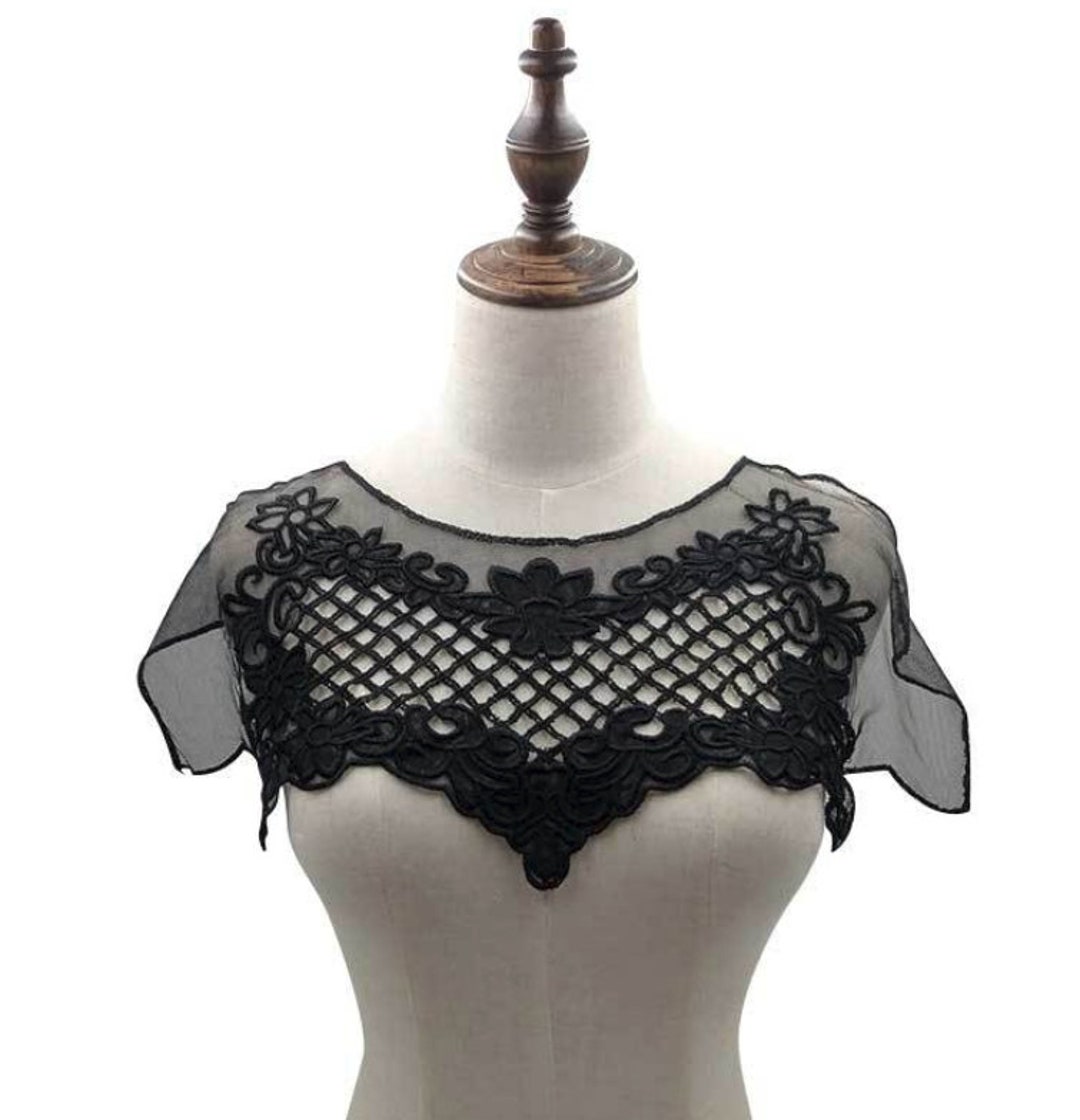 Lace Collar Applique, Floral Applique, Embrodiered Aplique, Bridal ...