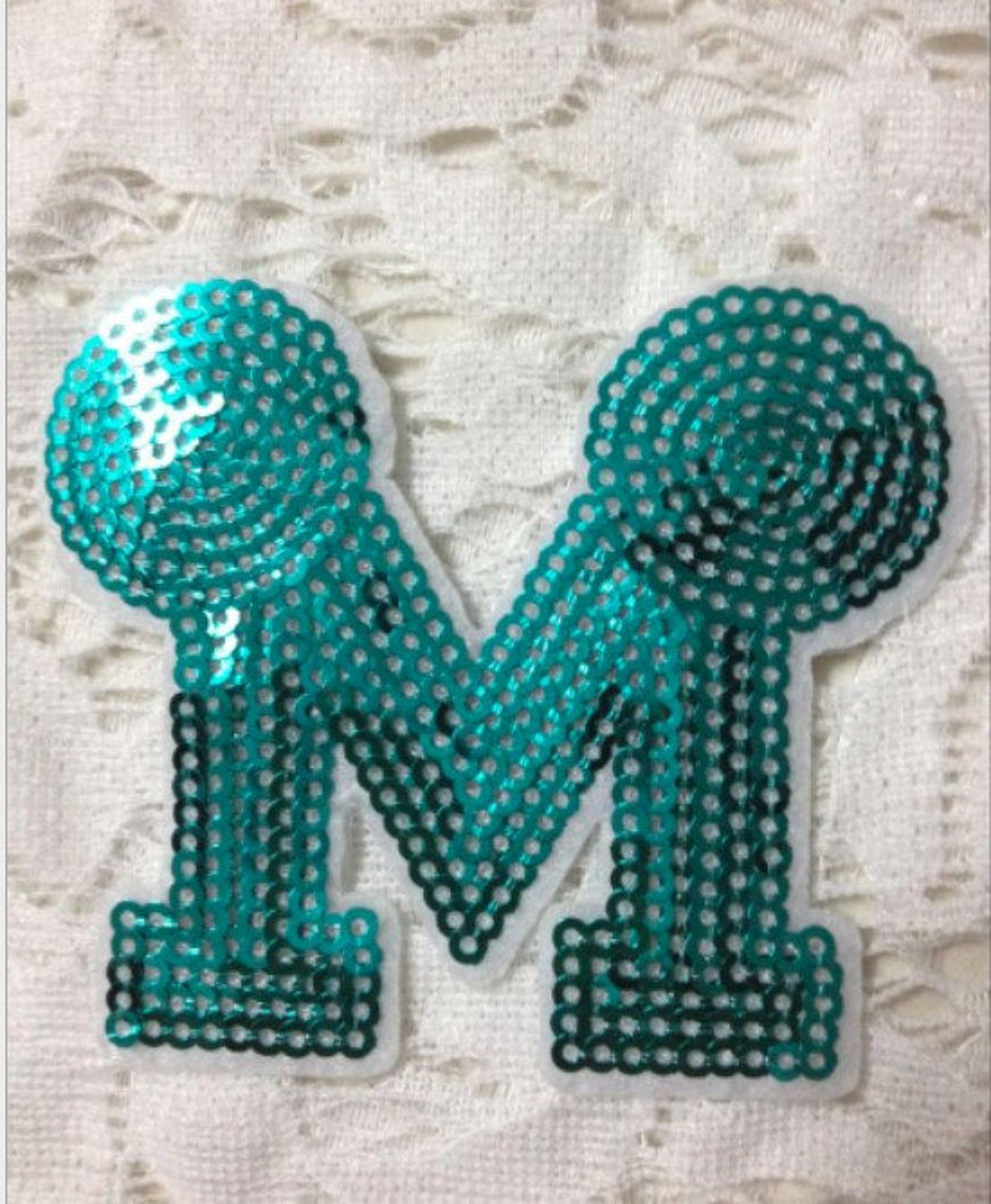 Sequined 3 Pcs Letter M Patch Sew on Applique Sticker for Clothing ...