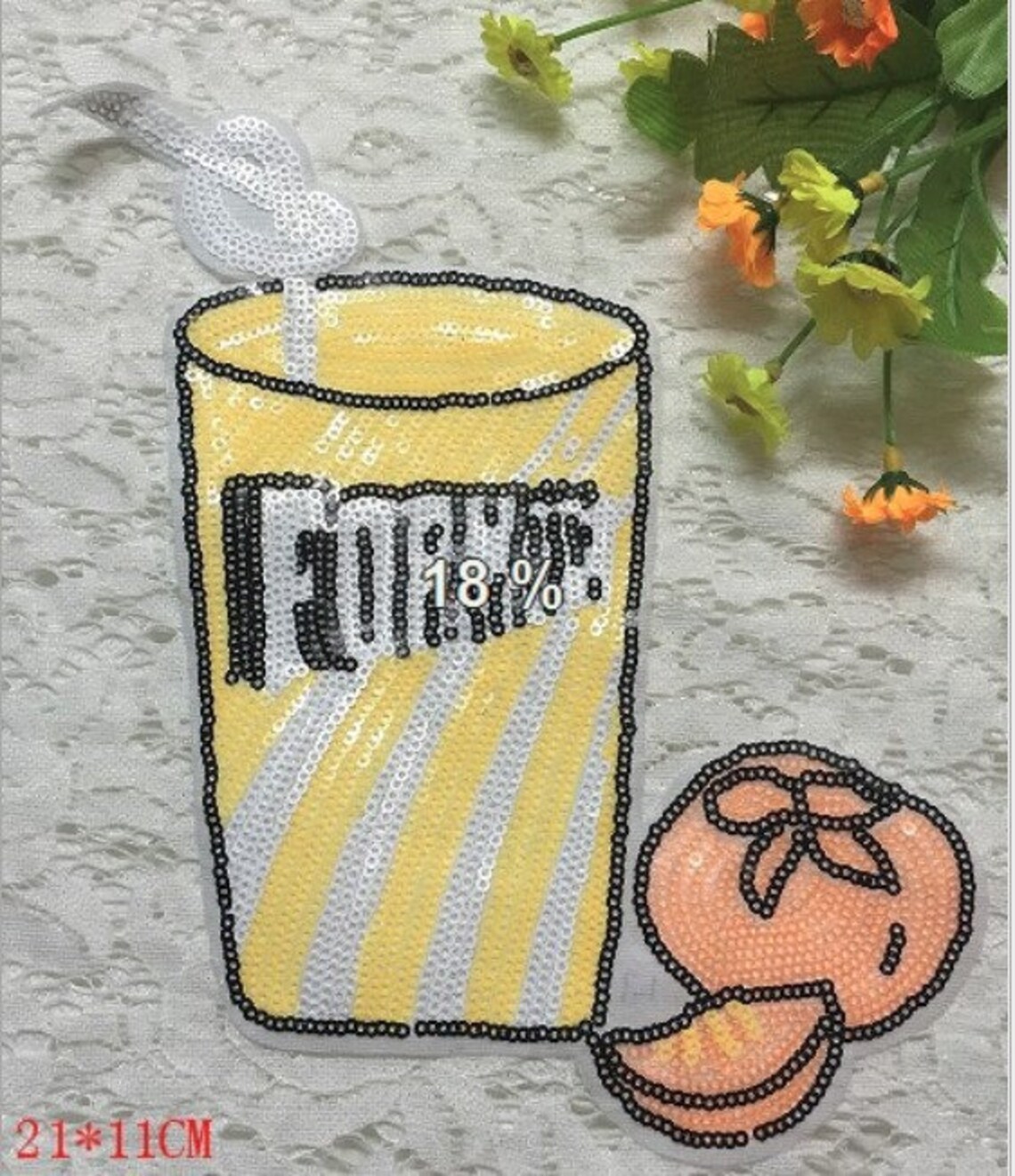 Sequined the Lemon Juice Patch Sew on Applique Sticker for Clothing ...