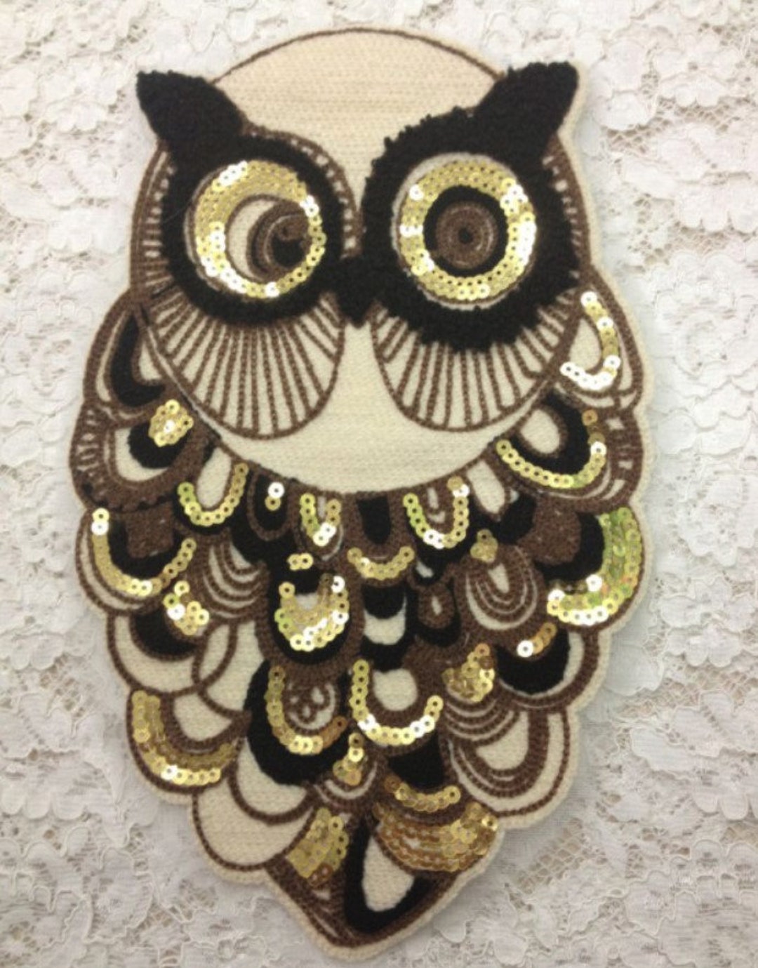 Sequined the Owl Patch Sew on Applique Sticker for Clothing Bling Patch ...