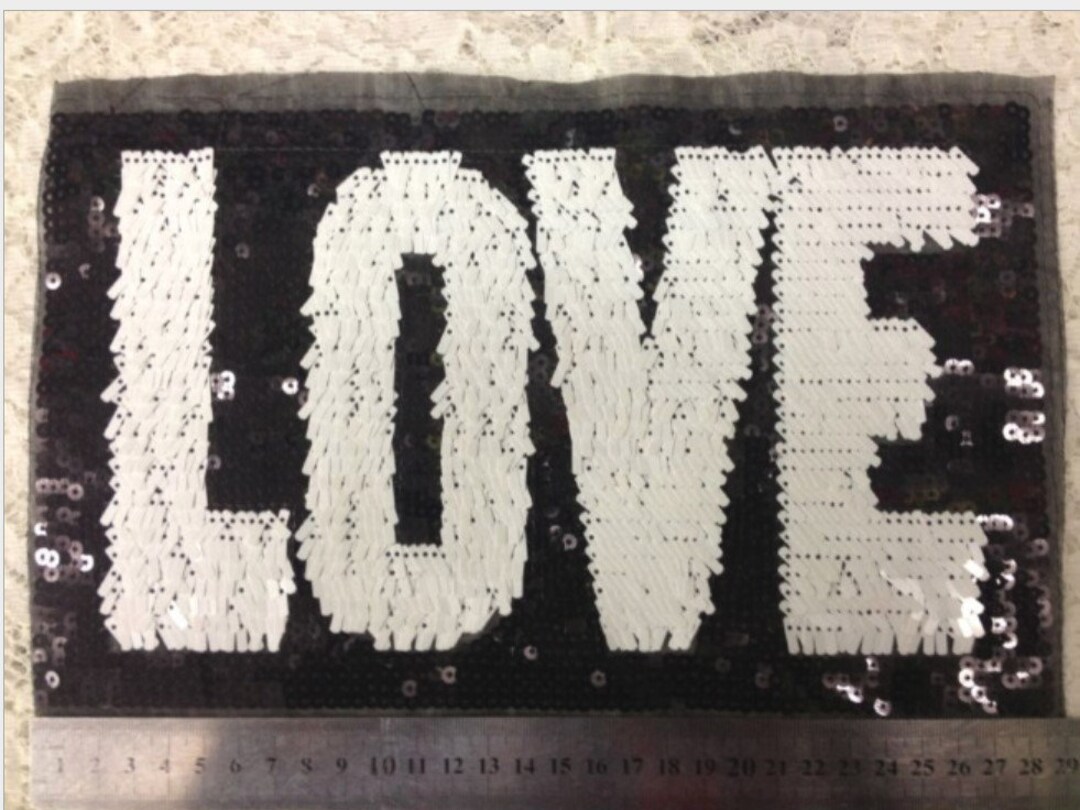 Sequined the Love Patch Sew on Applique Sticker for Clothing Bling ...