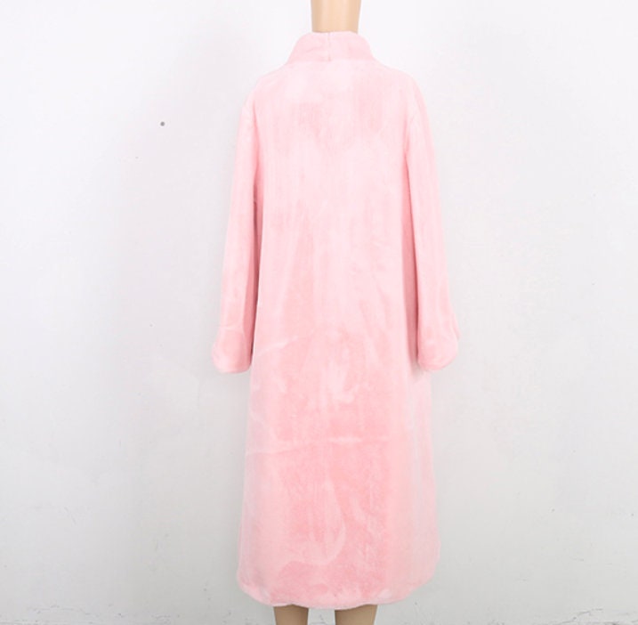 Faux Rabbit Fur Long Coat Pink - Etsy